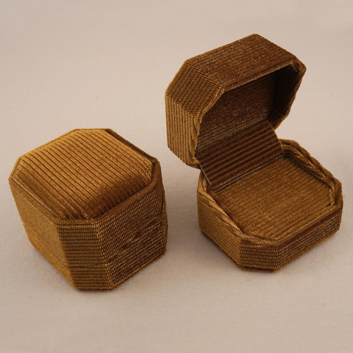 Double Ring Box - Caramel Brown | Fine Jewellery Boxes – Ore Metals