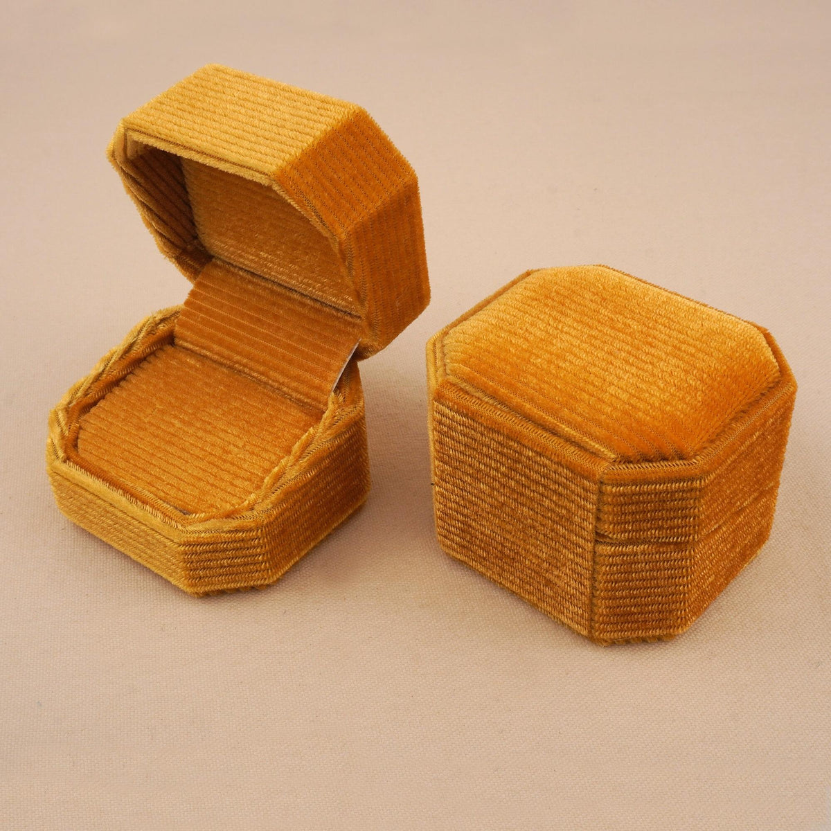 Double Ring Box - Golden Honey | Fine Jewellery Boxes – Ore Metals