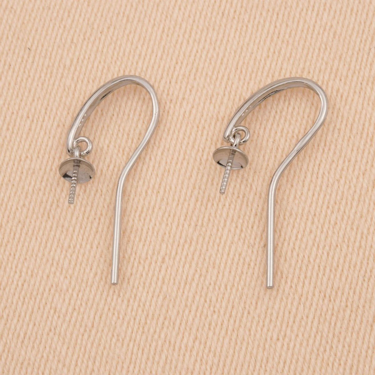 18ct White Gold Swinging Pearl Cup Ear Hook | Findings – Ore Metals