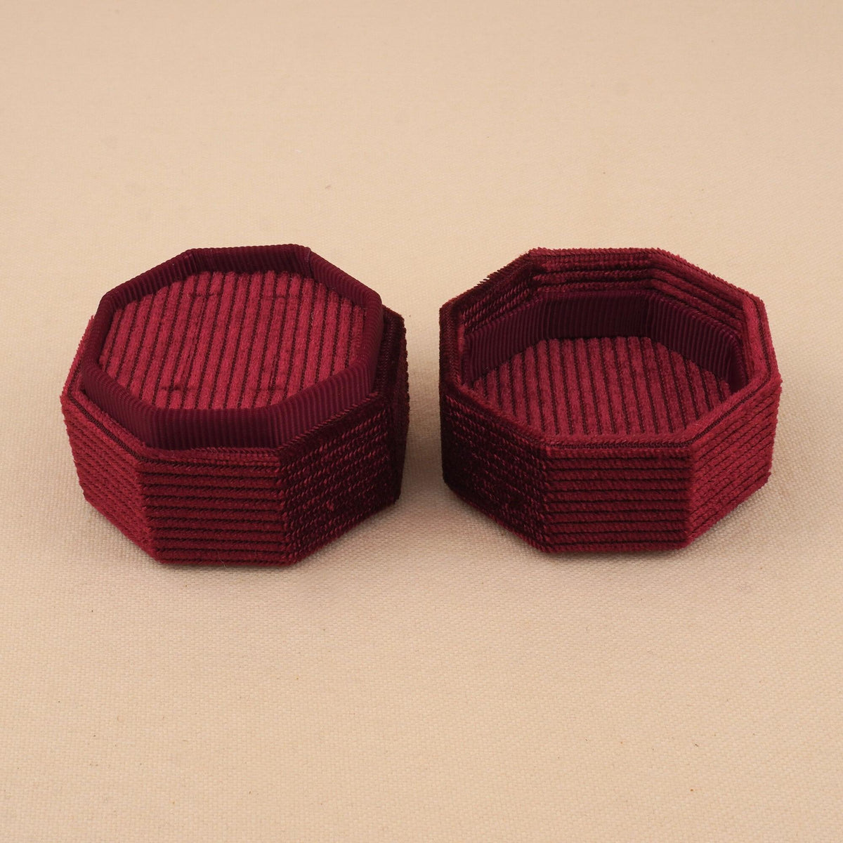 Octagon Double Ring Box - Maroon | Fine Jewellery Boxes – Ore Metals