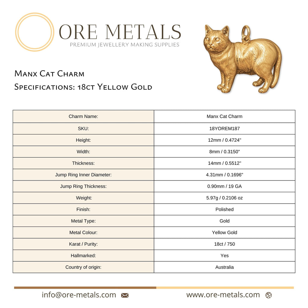 18ct Yellow Gold - Manx Cat Charm