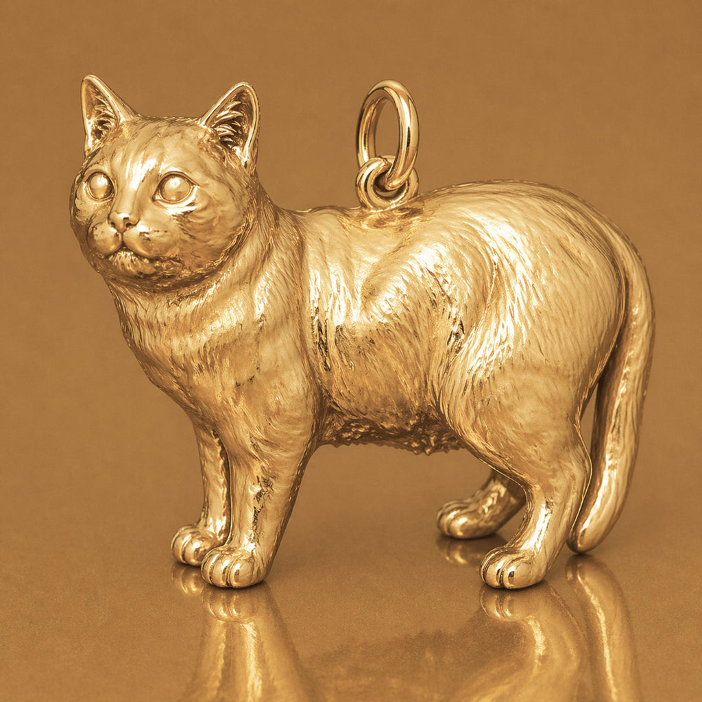 18ct Yellow Gold - Manx Cat Charm