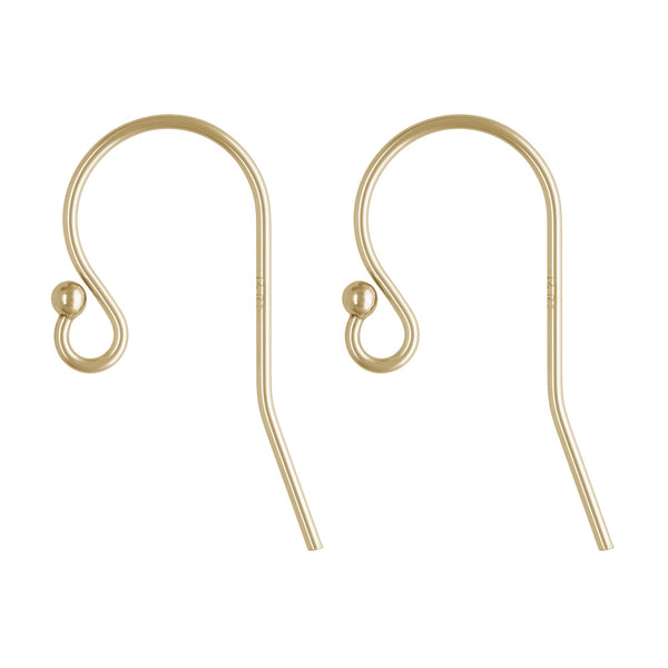 18ct Yellow Gold Ball Tip Ear Hooks for Jewellery Making – Ore Metals