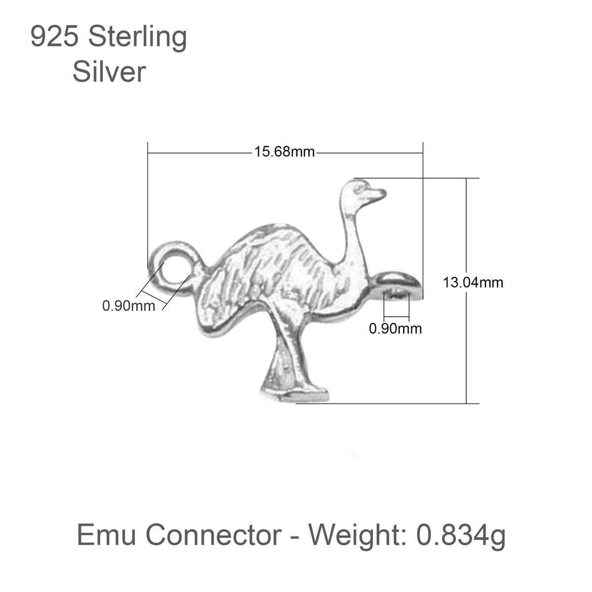 925 Sterling Silber Emu-Verbindungsanhänger | Ergebnisse – Ore Metals