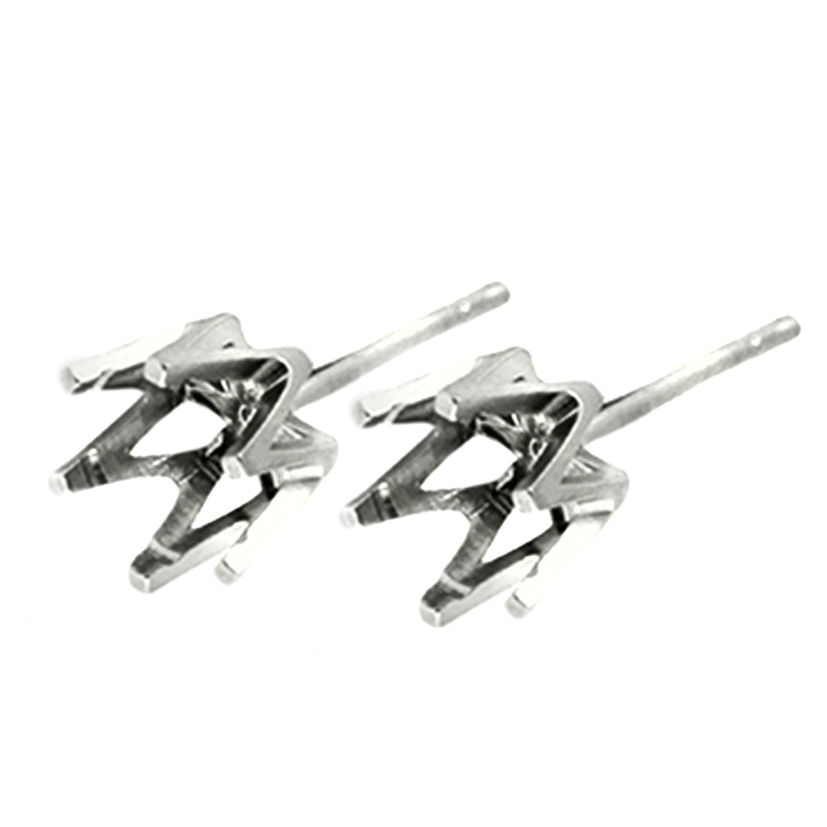 18ct White Gold 6 Prong Crown Earring Setting | Findings – Ore Metals